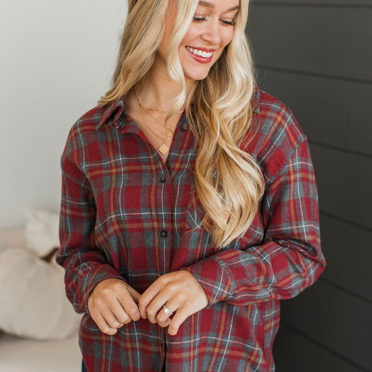 Adventure Out There Plaid Button Top- Dark Rust – The Pulse Boutique