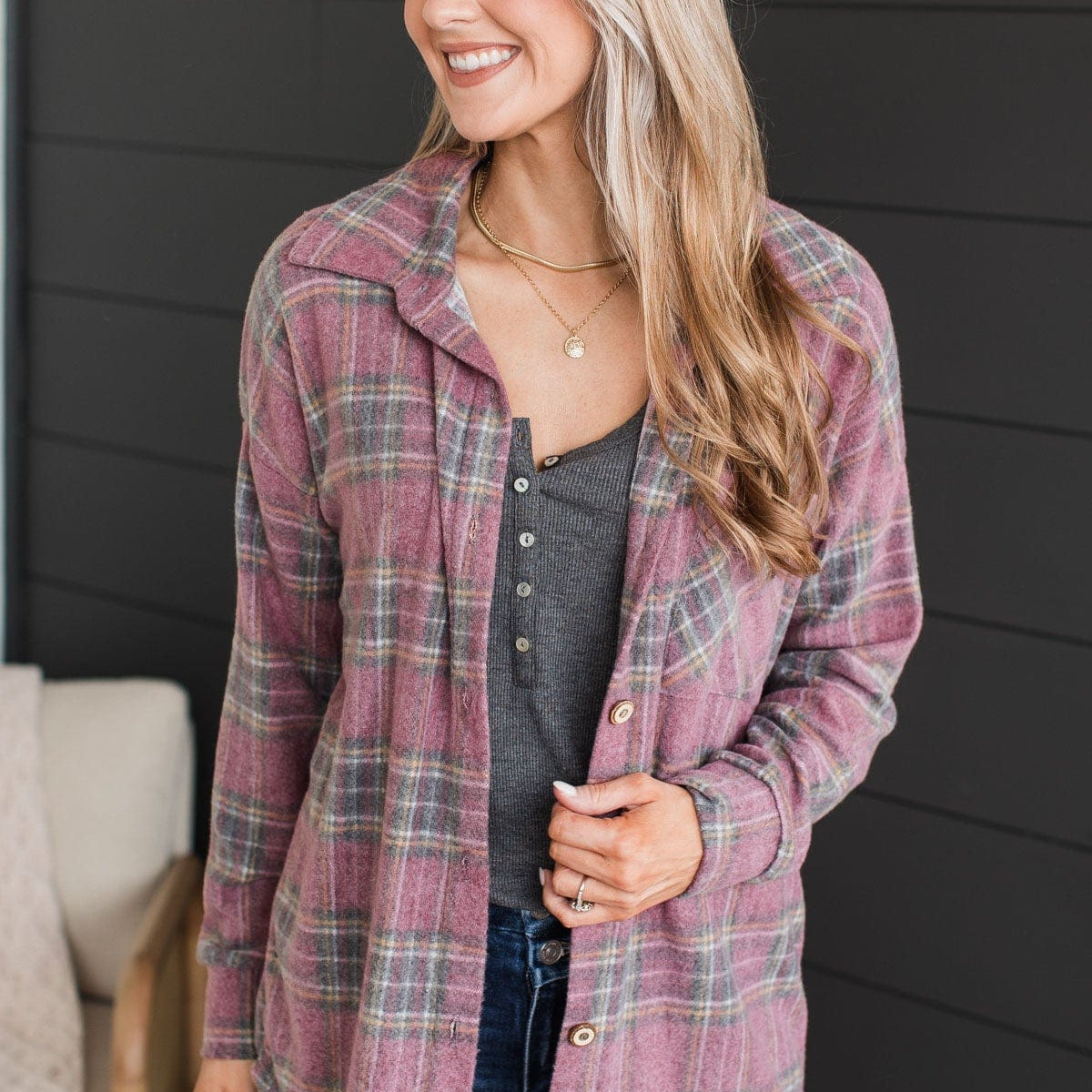 All In Plaid Button Top- Vintage Red – The Pulse Boutique
