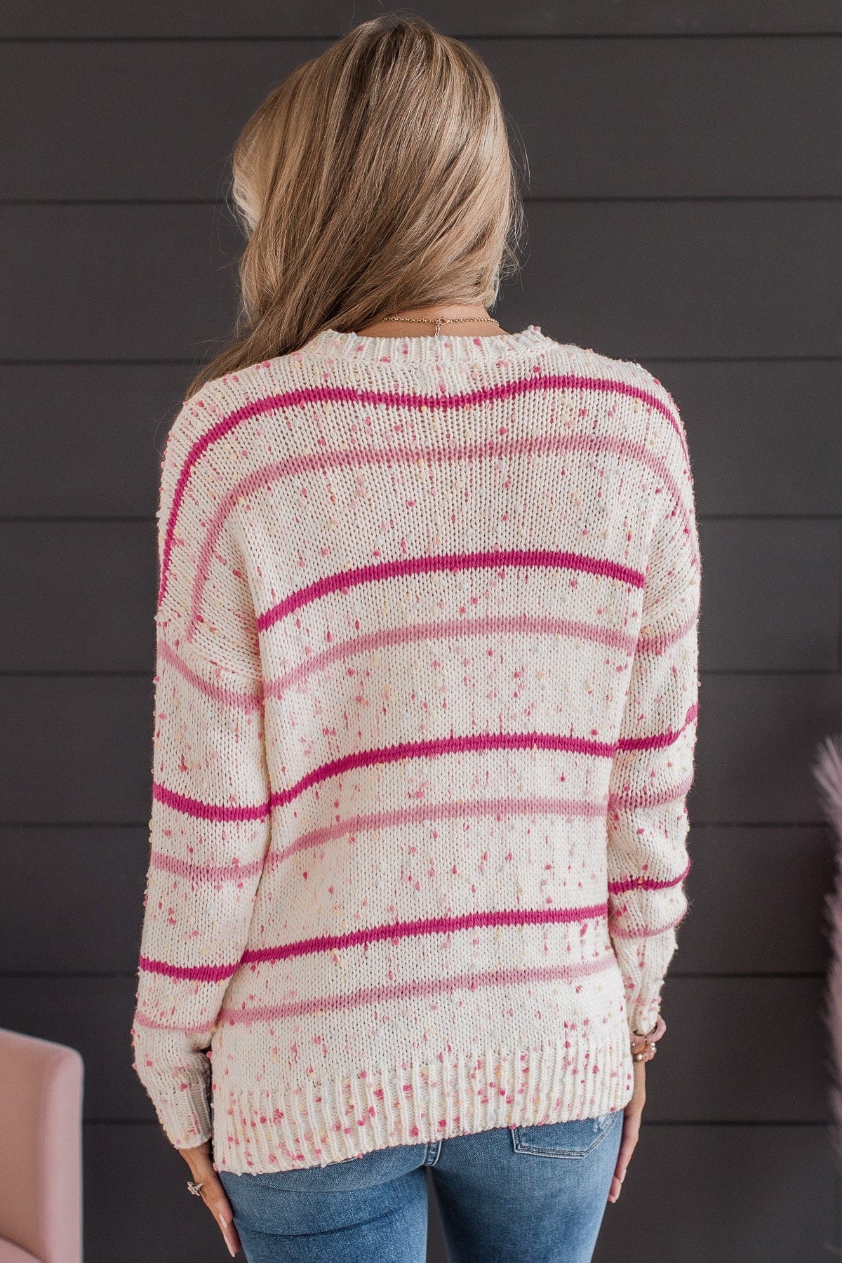 Stay Tuned Confetti Knit Sweater- Ivory & Pink – The Pulse Boutique