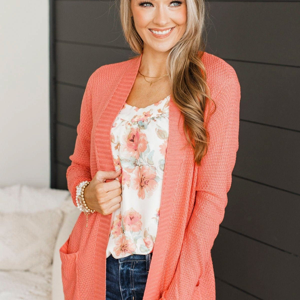 Welcoming To You Knitted Cardigan- Coral – The Pulse Boutique