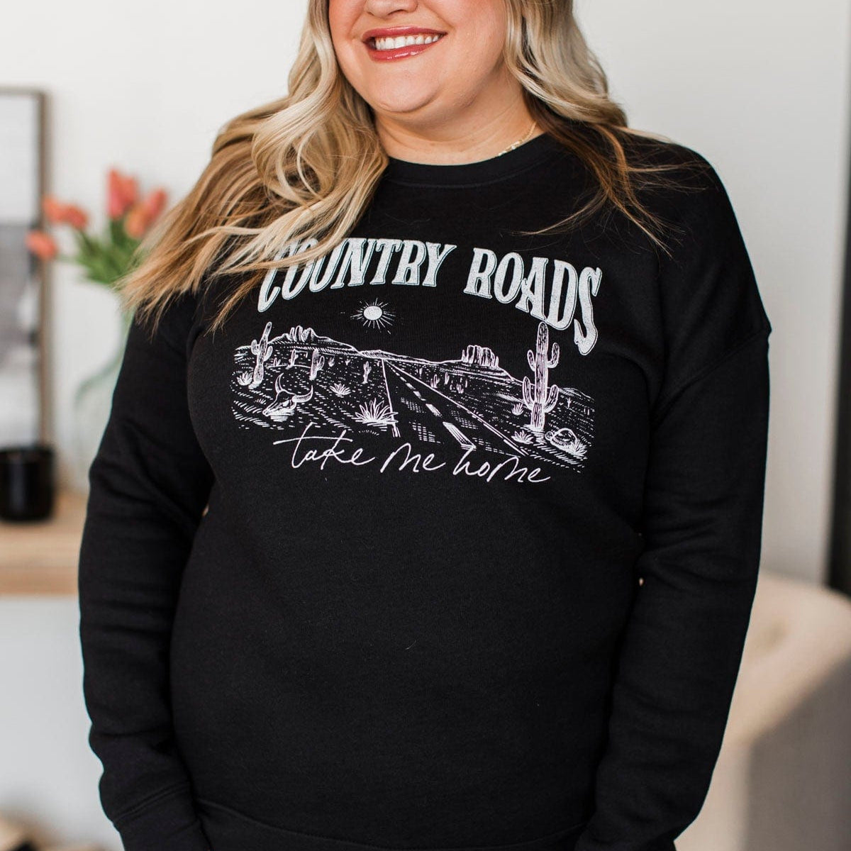 "Country Roads Take Me Home" Pullover- Black – The Pulse Boutique