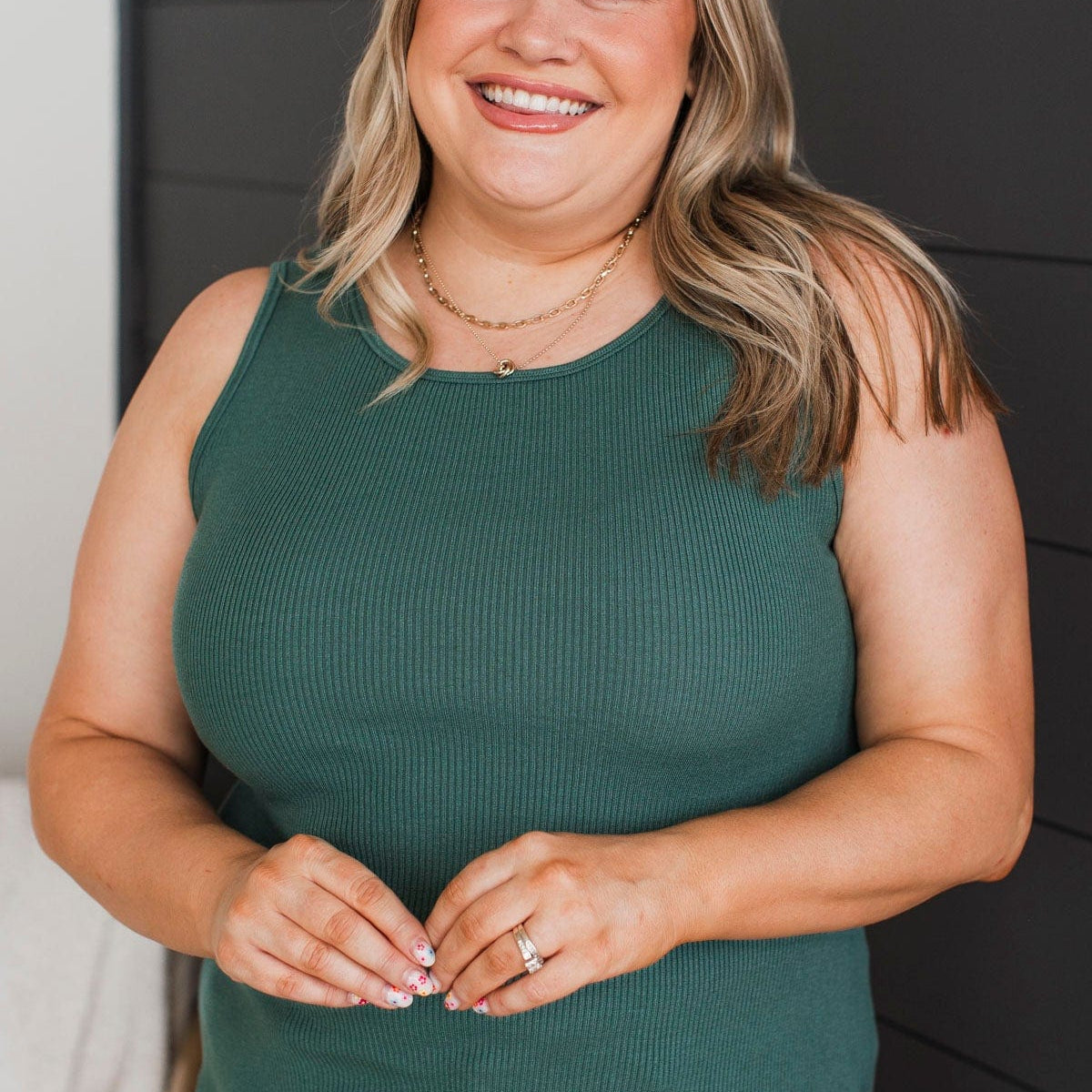 Clever Thoughts Ribbed Tank Top- Dark Jade – The Pulse Boutique