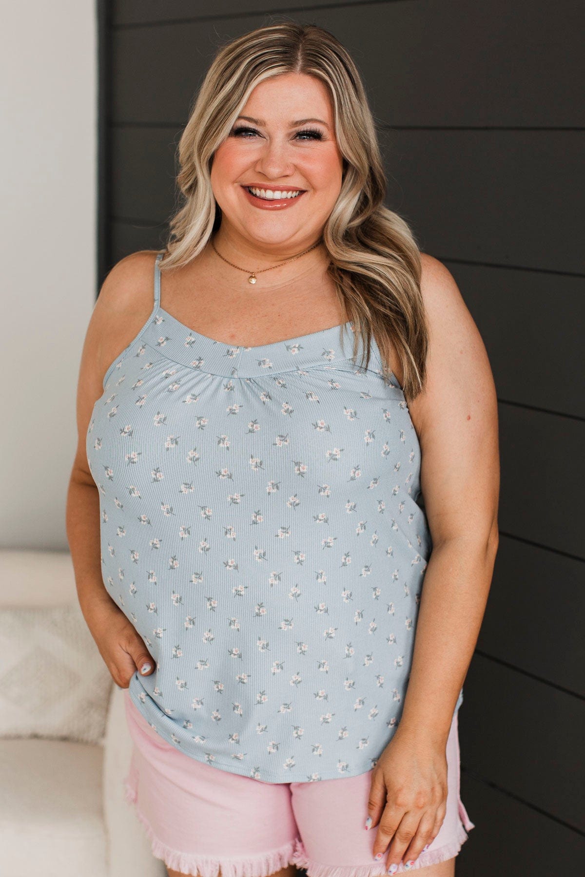 Whimsical Spirit Floral Tank Top- Denim Blue – The Pulse Boutique