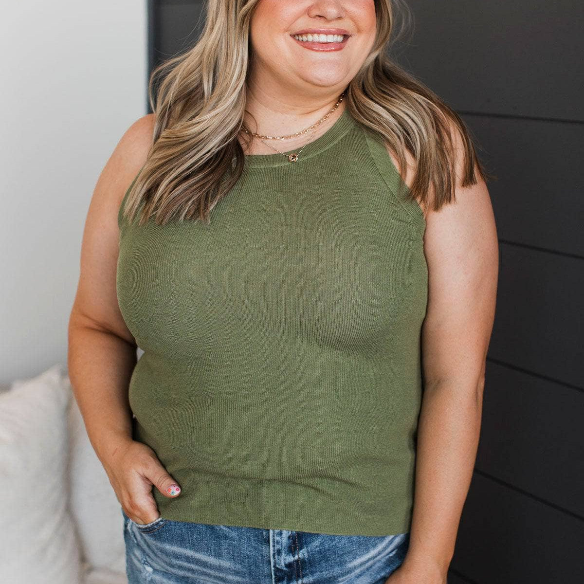 Can't Be Outdone Knit Tank Top- Olive – The Pulse Boutique