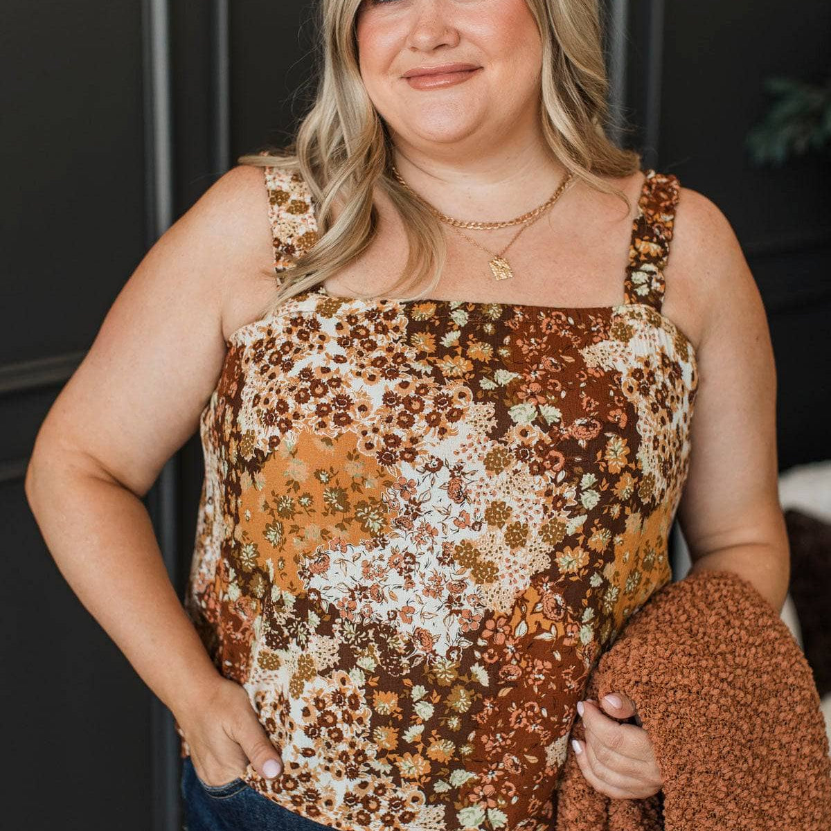 Noticeably Perfect Floral Patchwork Tank Top- Brown – The Pulse Boutique