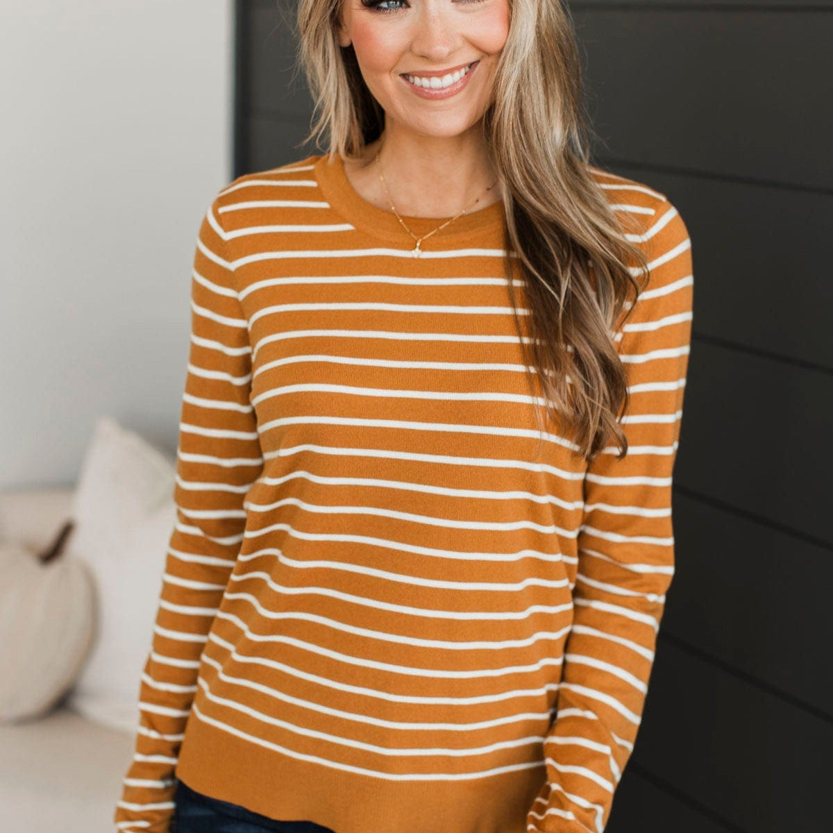 Break From Reality Striped Sweater- Marigold – The Pulse Boutique