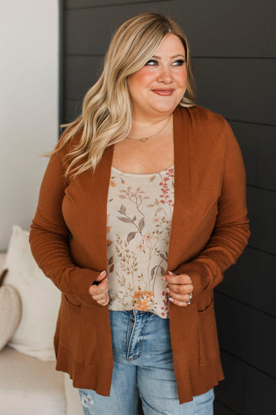 Any Time Now Knit Cardigan- Copper – The Pulse Boutique