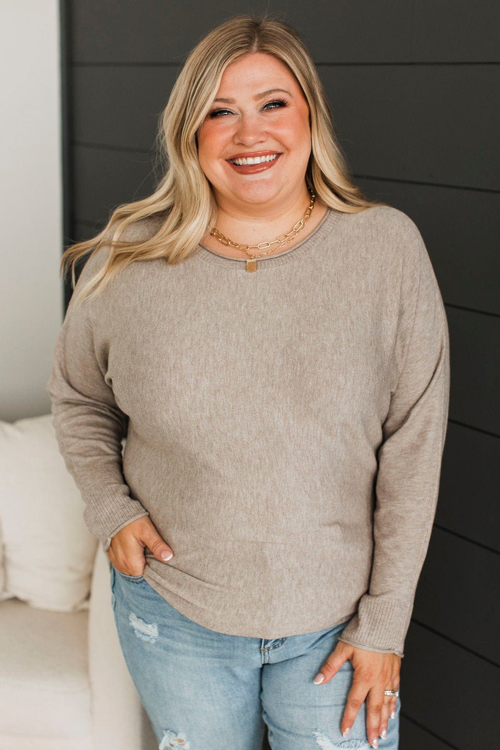 Caught Your Interest Dolman Sweater- Stone – The Pulse Boutique