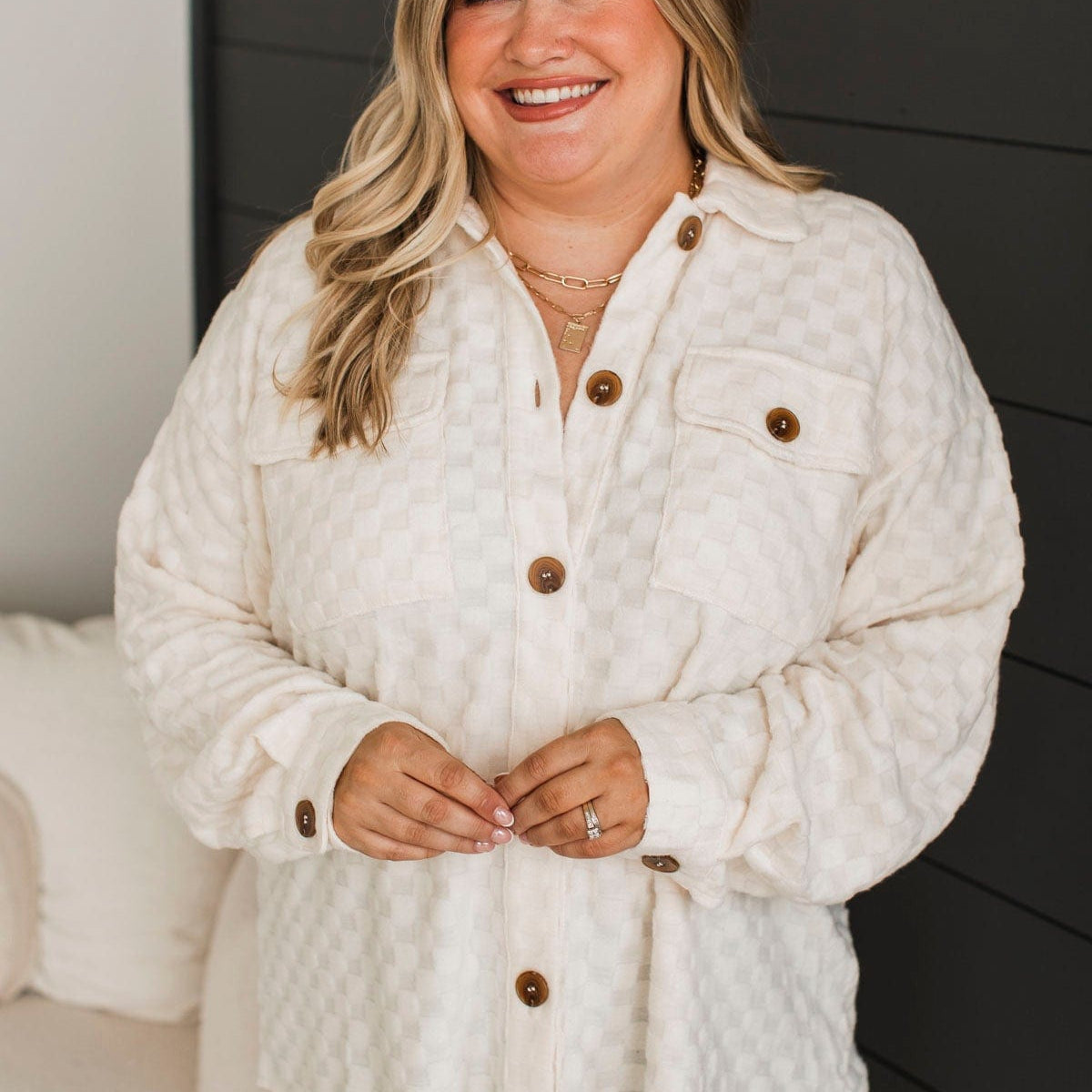 Check Back Later Button Up Shirt Jacket- Ivory – The Pulse Boutique