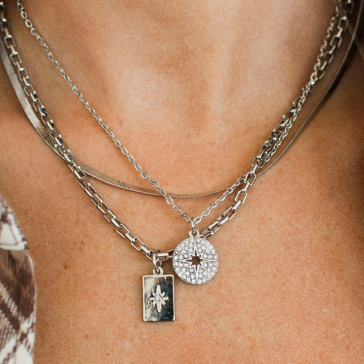 Wishing On Stars Layered Necklace- Silver – The Pulse Boutique
