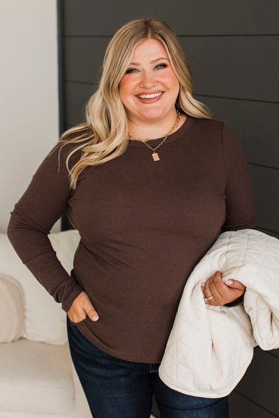 Super Lovable Long Sleeve Top- Brown – The Pulse Boutique
