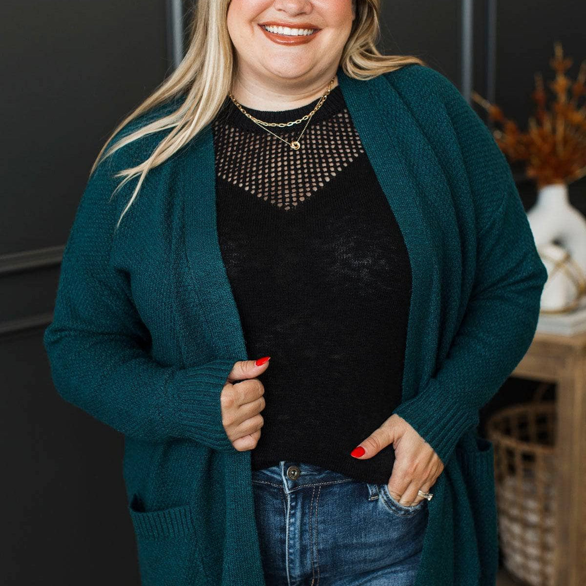 Kind Words Open Front Knit Cardigan- Teal – The Pulse Boutique