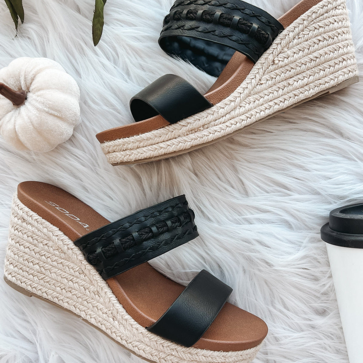Soda Bow Wedge Sandals- Black – The Pulse Boutique