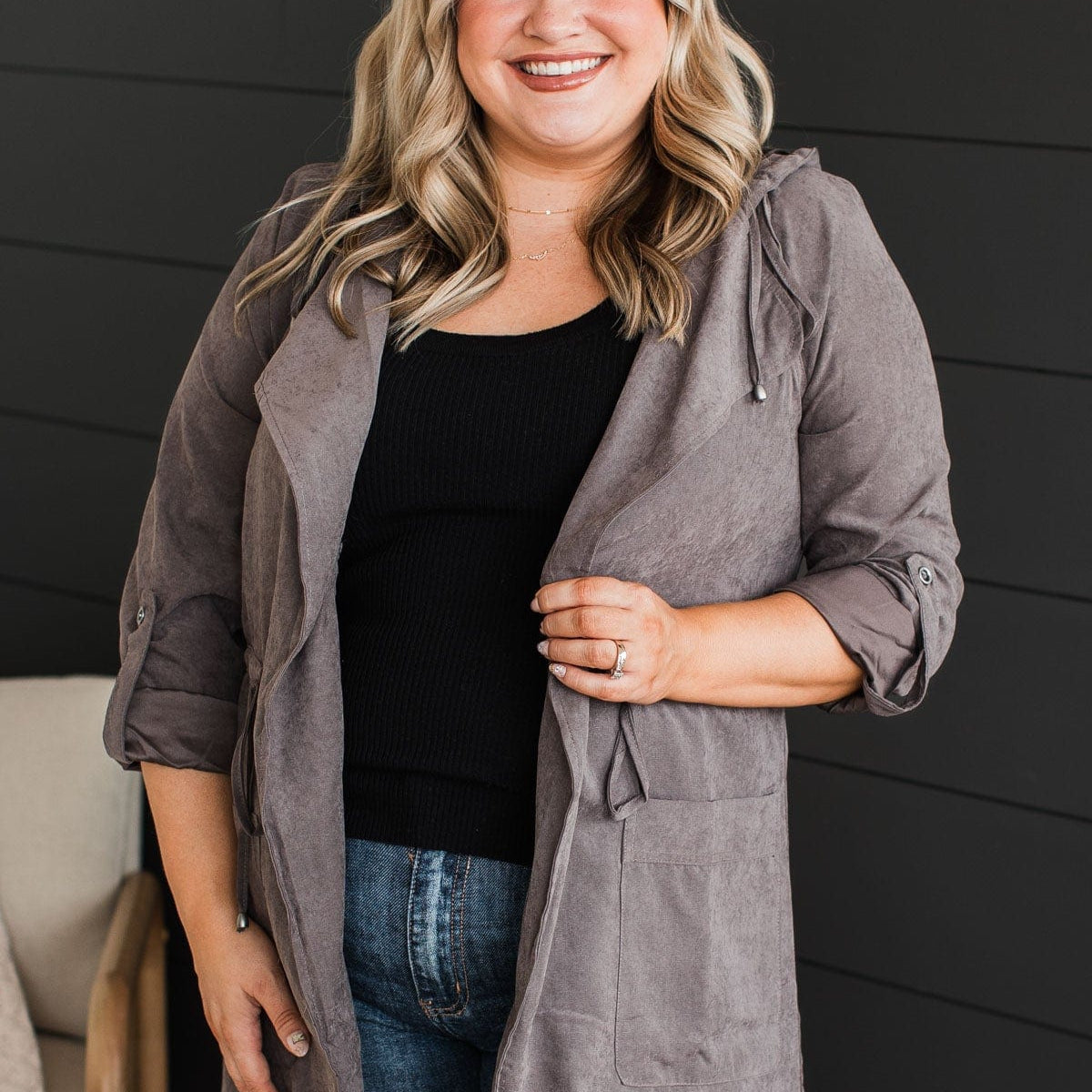 Go Getter Open Front Jacket- Charcoal – The Pulse Boutique