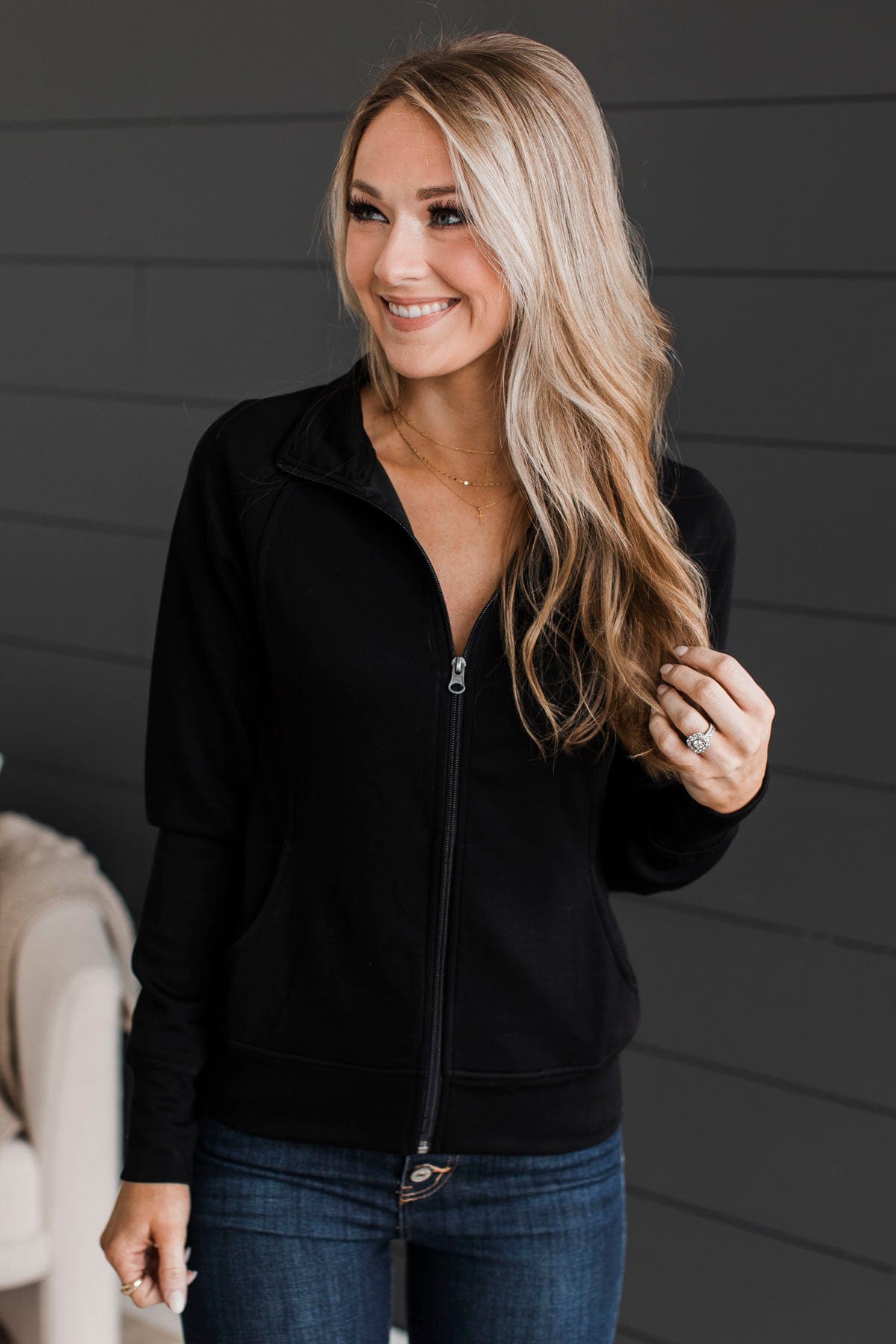 Keep Crushing It Zip-Up Jacket- Black – The Pulse Boutique