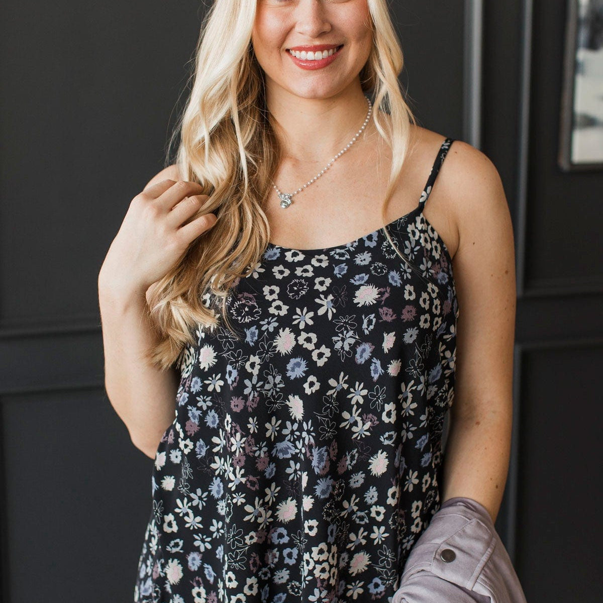 Feeling So Fond Floral Tank Top- Black – The Pulse Boutique