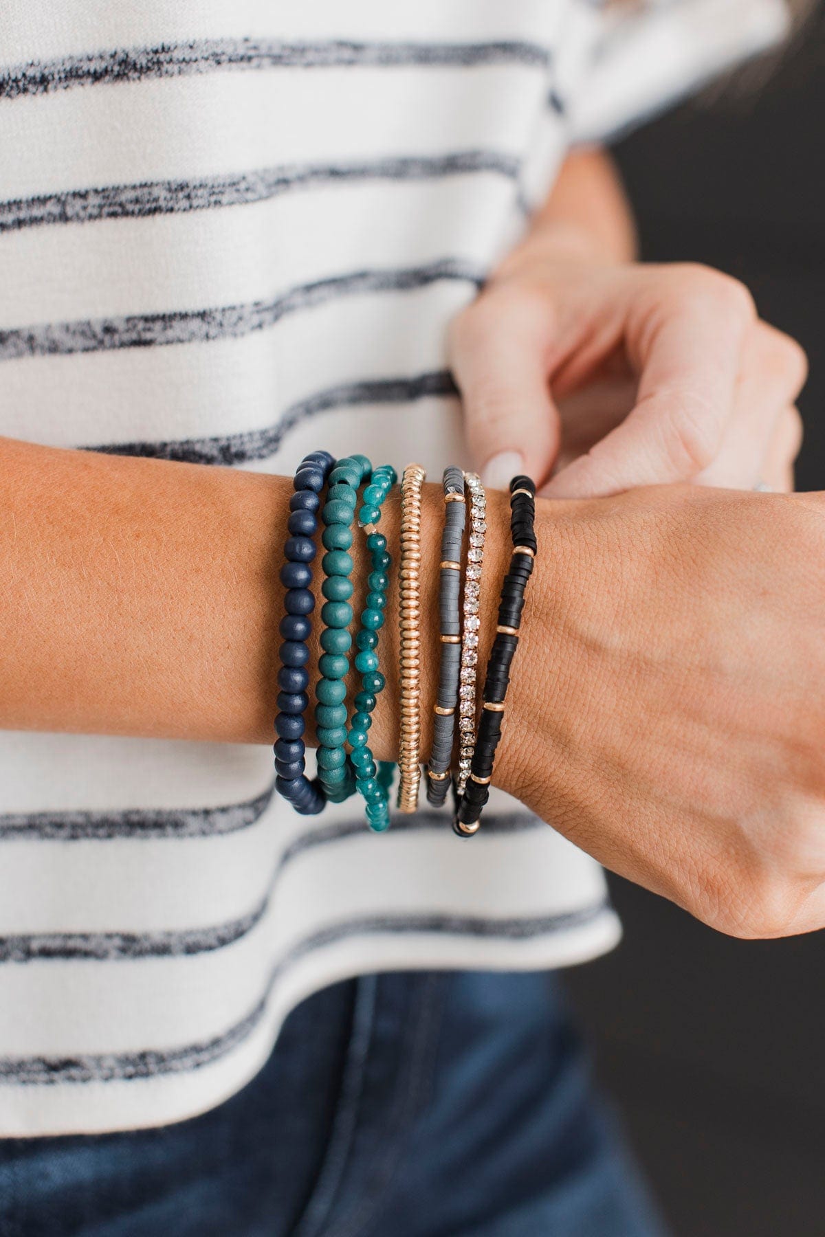 Certified Cutie Stackable Bracelet Set- Teal & Navy – The Pulse Boutique