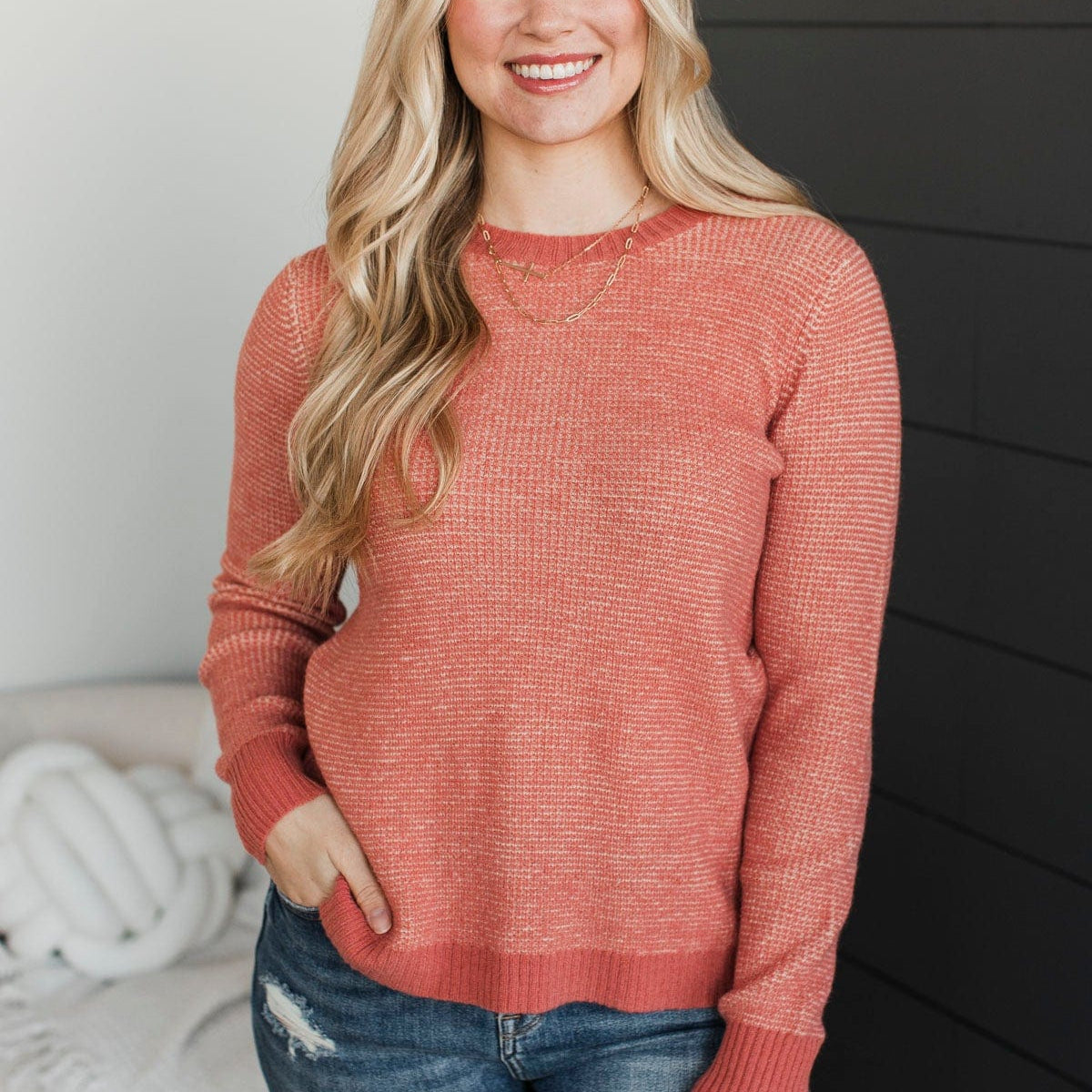 Undeniable Chemistry Knit Sweater- Dark Coral – The Pulse Boutique