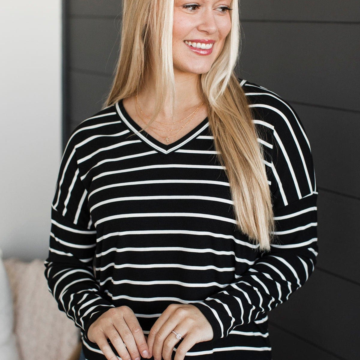 Sheer Joy Long Sleeve Striped Top- Black – The Pulse Boutique