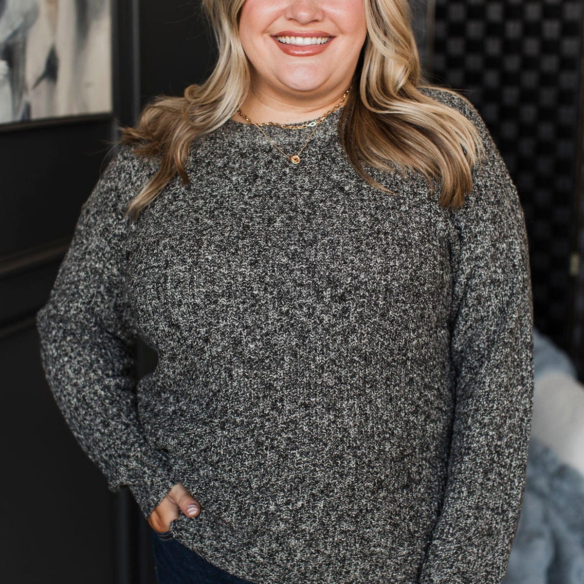 Onto Better Things Two-Tone Knit Sweater- Charcoal – The Pulse Boutique