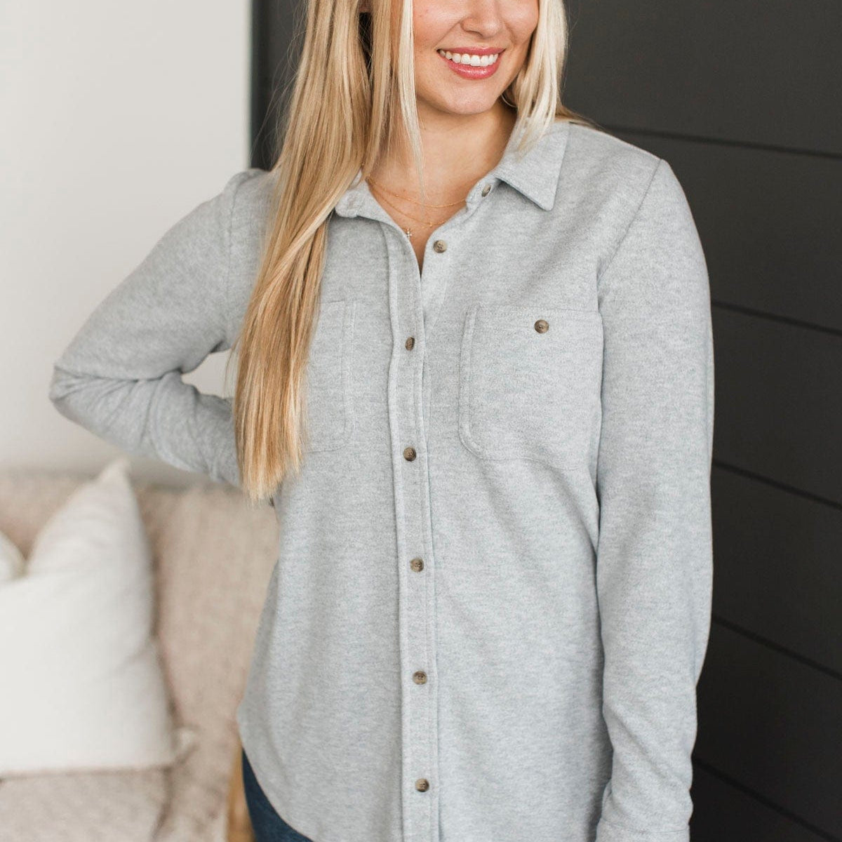 Thread & Supply Free Falling Shirt Jacket- Heather Grey – The Pulse ...