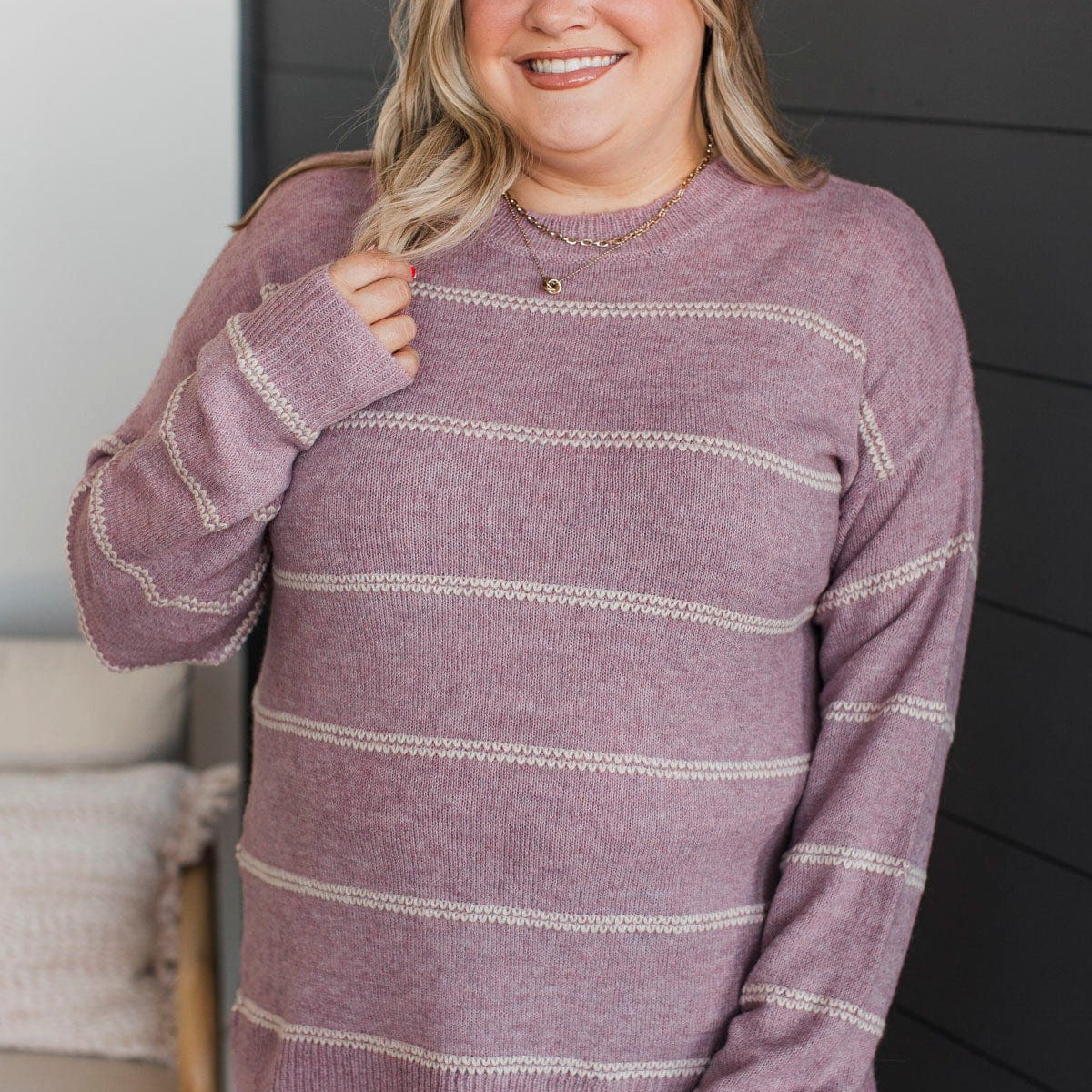 Looking Marvelous Striped Sweater- Dusty Lilac – The Pulse Boutique
