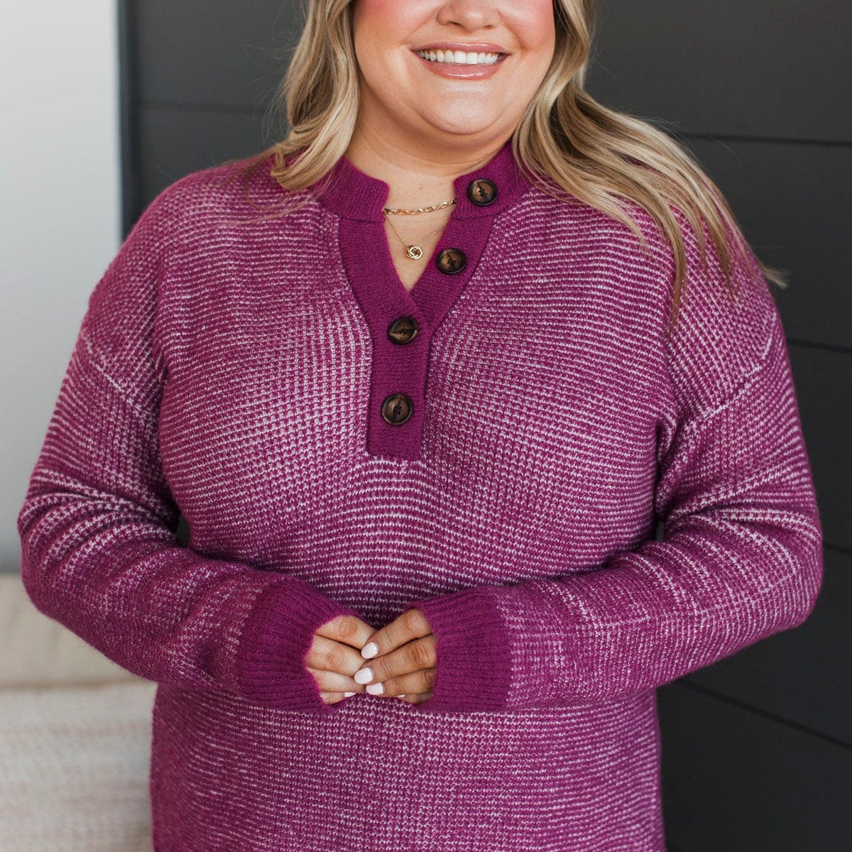 Perfectly Matched Knit Sweater- Berry – The Pulse Boutique