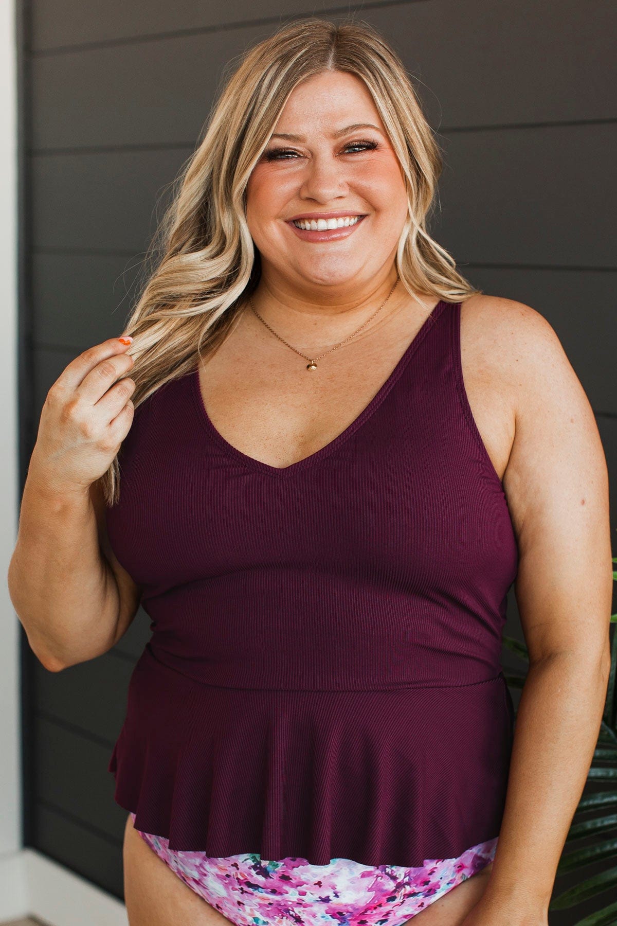 Ocean Breeze Peplum Tankini Swim Top- Plum Ribbed – The Pulse Boutique