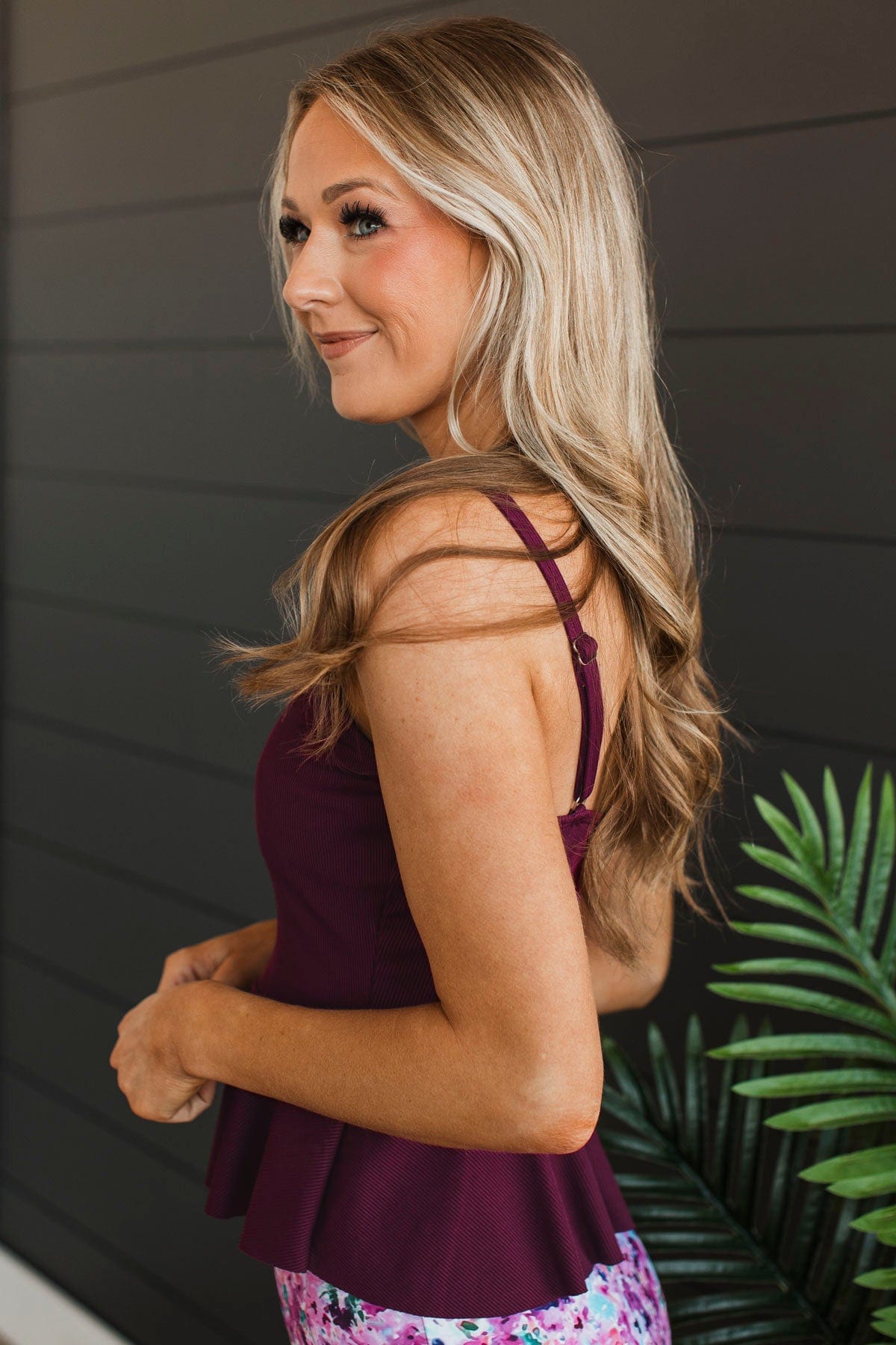 Ocean Breeze Peplum Tankini Swim Top- Plum Ribbed – The Pulse Boutique