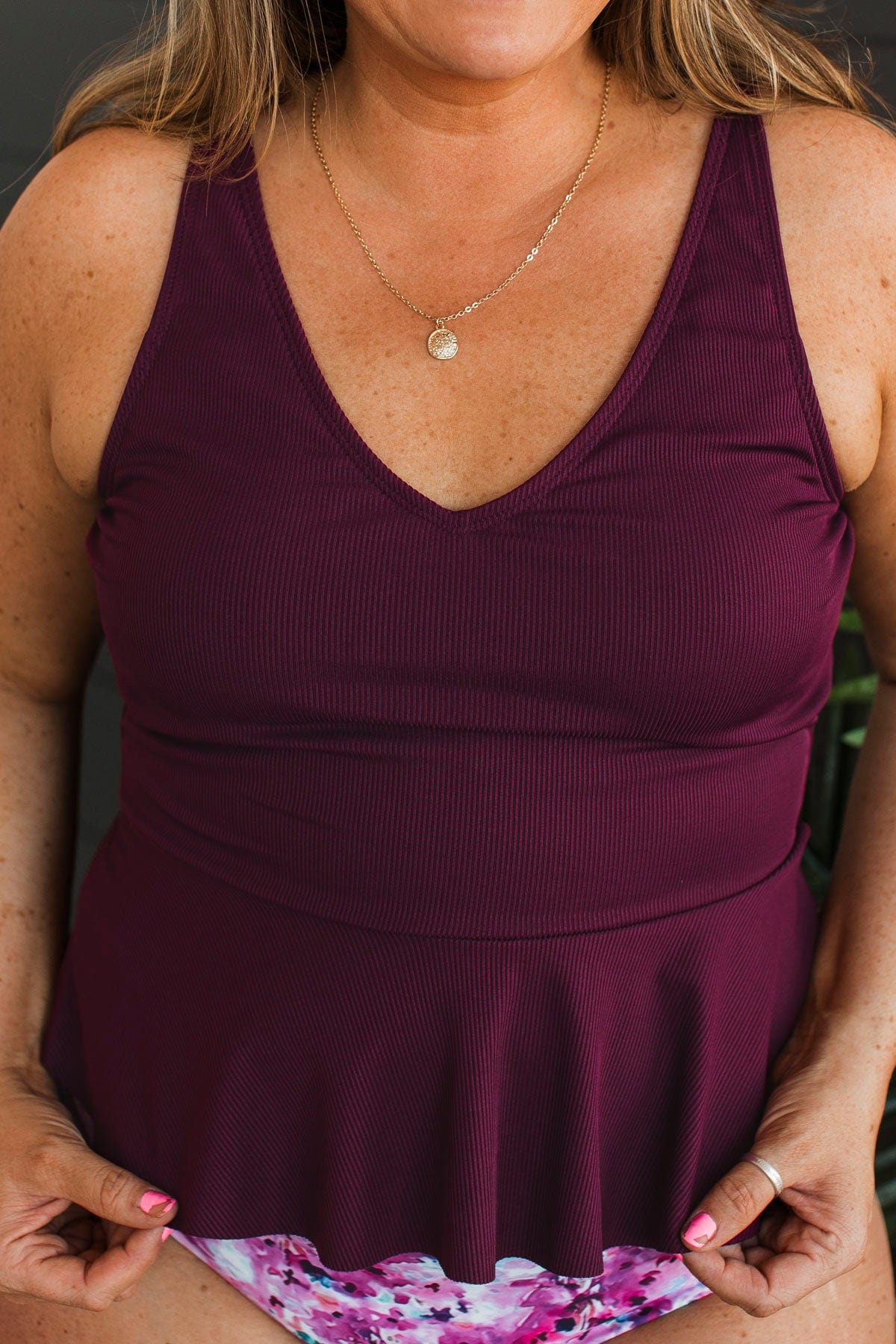Ocean Breeze Peplum Tankini Swim Top- Plum Ribbed – The Pulse Boutique