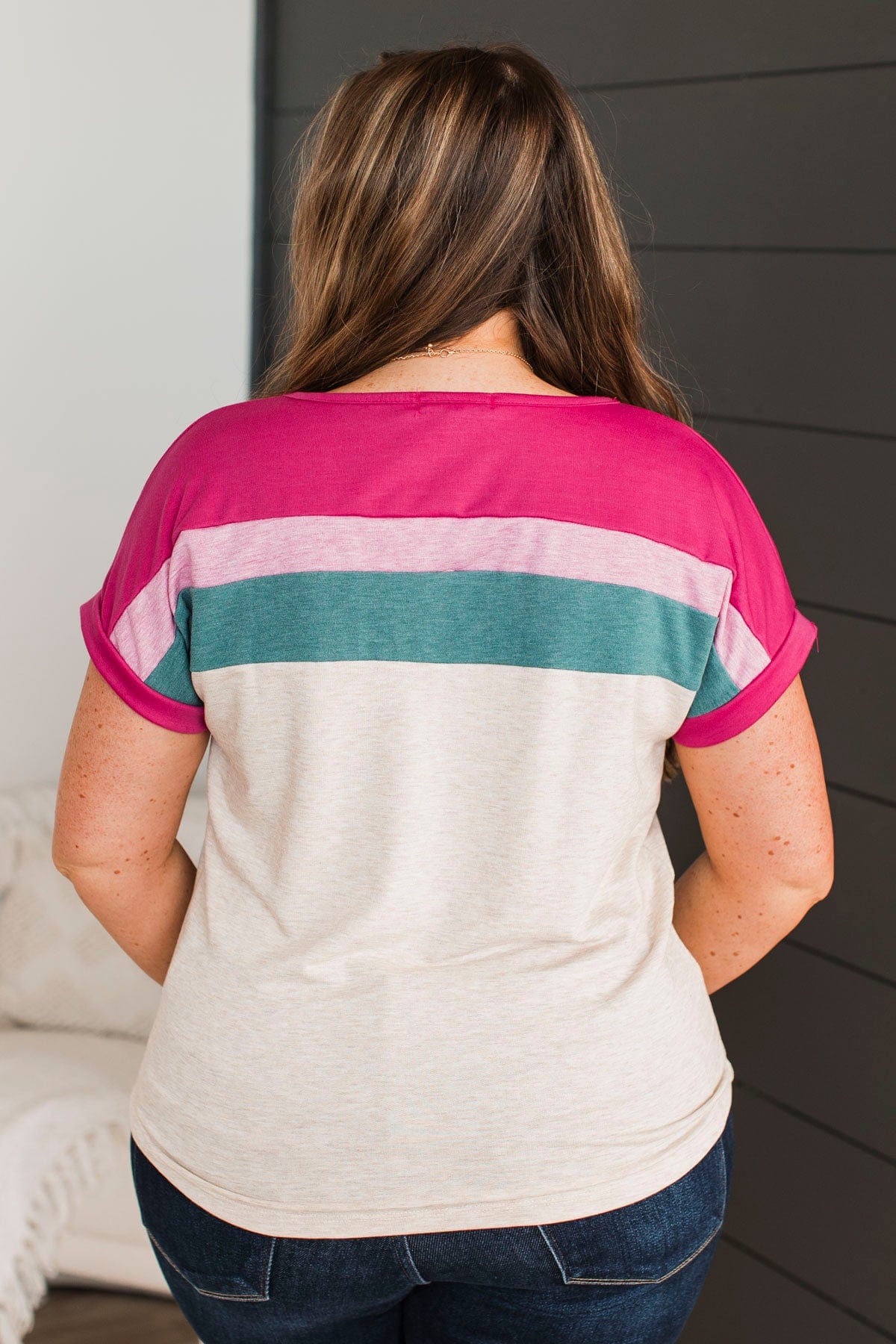 Around Town Color Block Top- Oatmeal & Pink – The Pulse Boutique