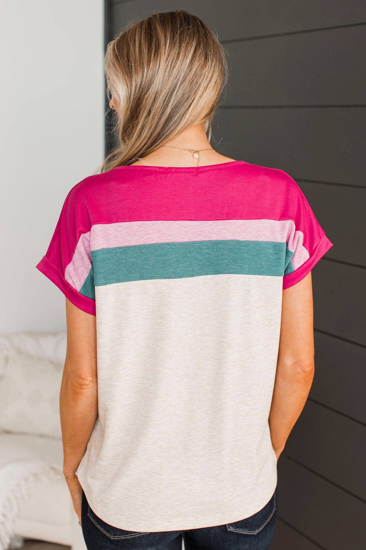 Around Town Color Block Top- Oatmeal & Pink – The Pulse Boutique