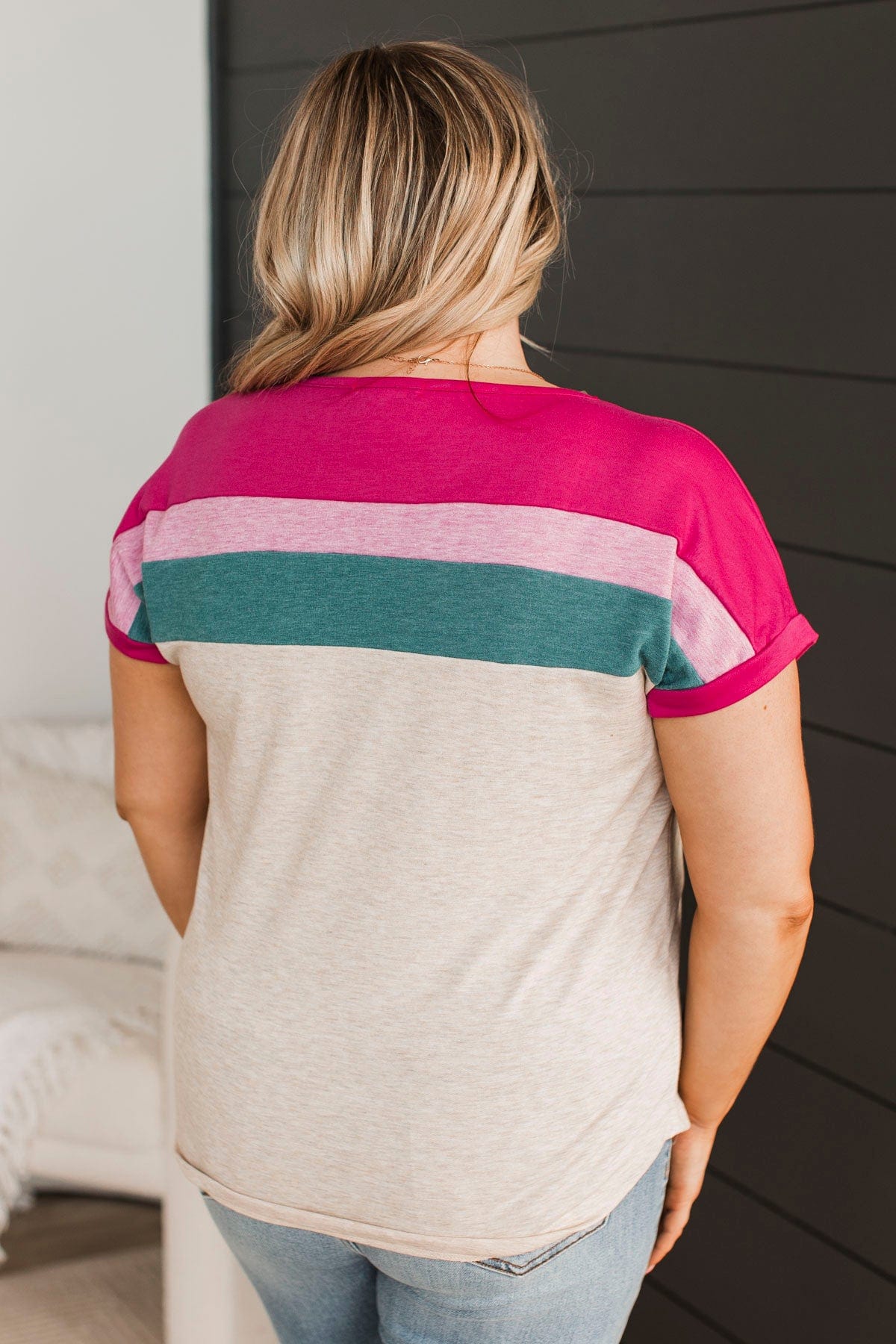 Around Town Color Block Top- Oatmeal & Pink – The Pulse Boutique