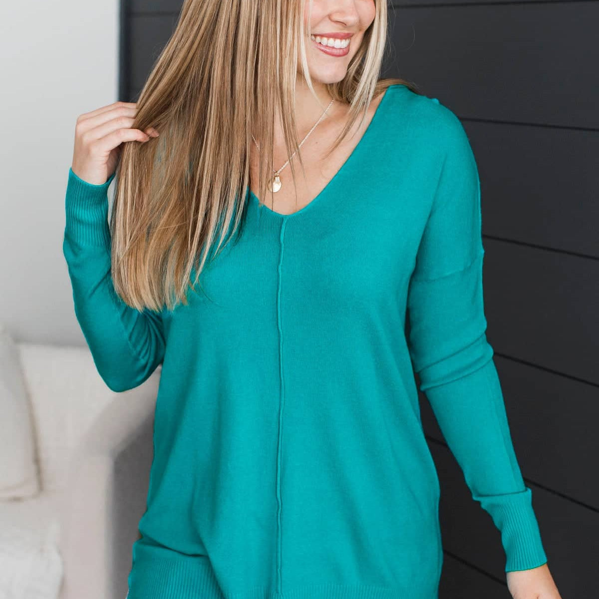 Always Evolving V-Neck Sweater- Dark Ice Blue – The Pulse Boutique