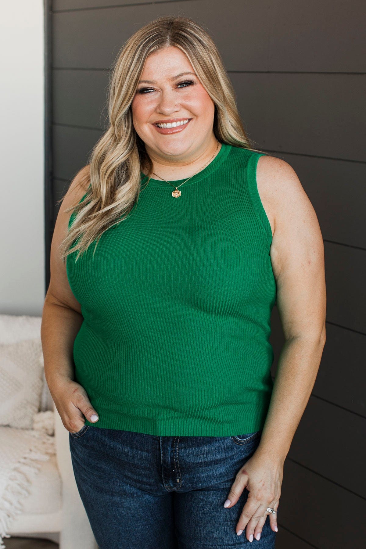 Cool Ambition Ribbed Tank Top- Kelly Green – The Pulse Boutique