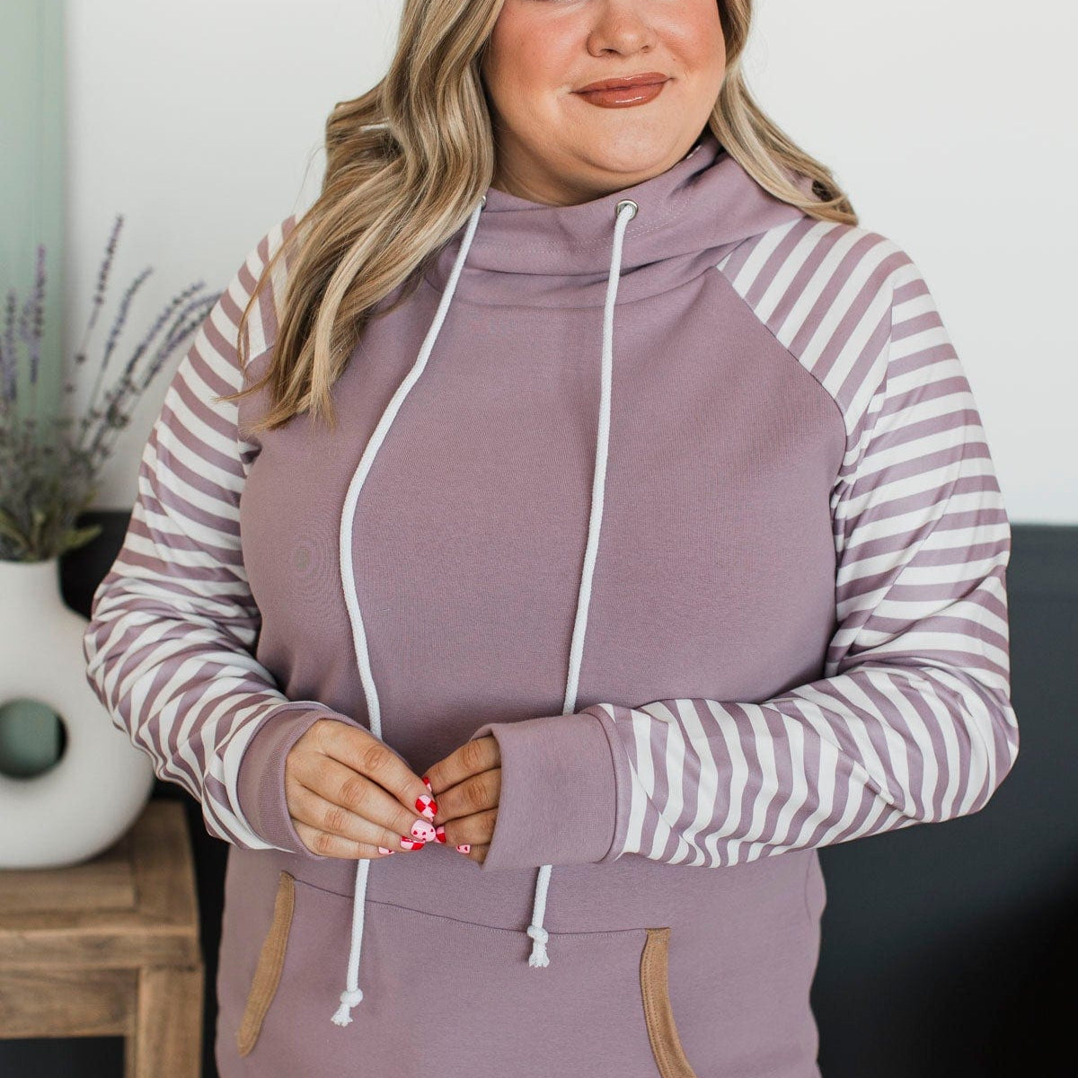Major Impression Striped Drawstring Hoodie- Dusty Lavender – The Pulse ...
