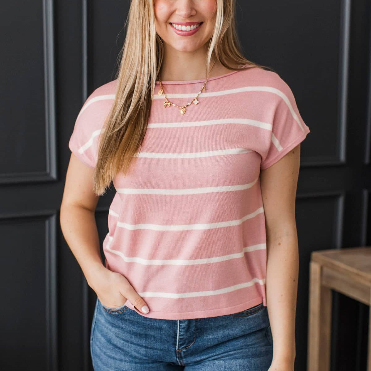Unstoppable You Striped Knit Top- Dusty Pink – The Pulse Boutique