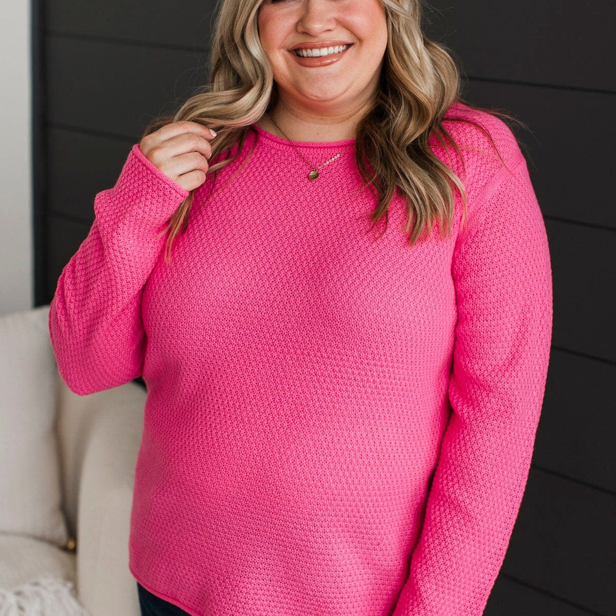 Personal Best Knit Sweater- Bright Pink – The Pulse Boutique