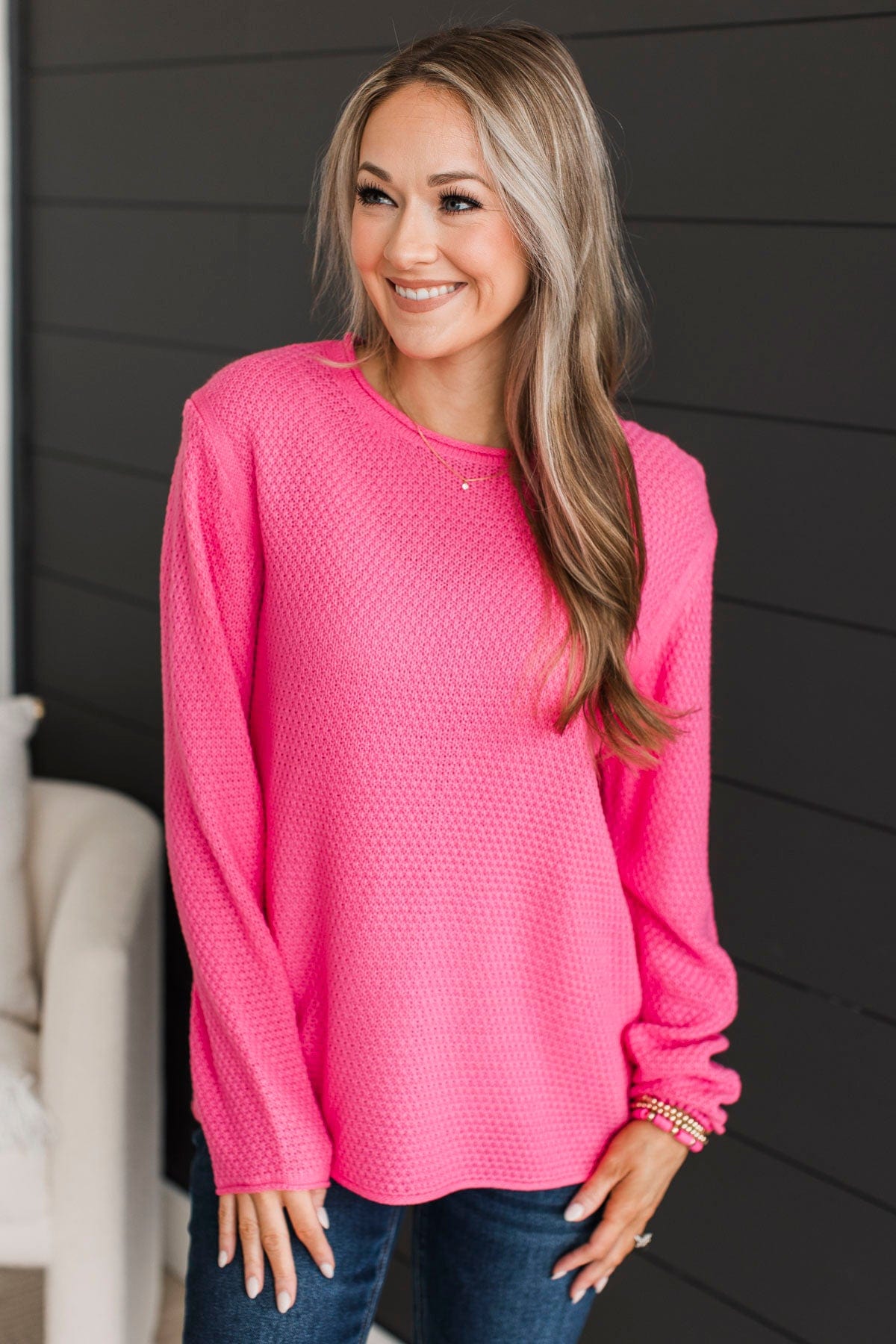 Personal Best Knit Sweater- Bright Pink – The Pulse Boutique