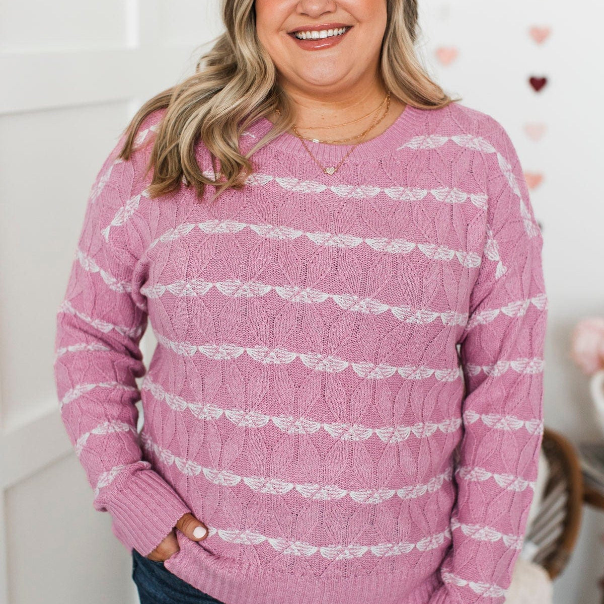 Show Me Off Striped Knit Sweater- Pink & Ivory – The Pulse Boutique