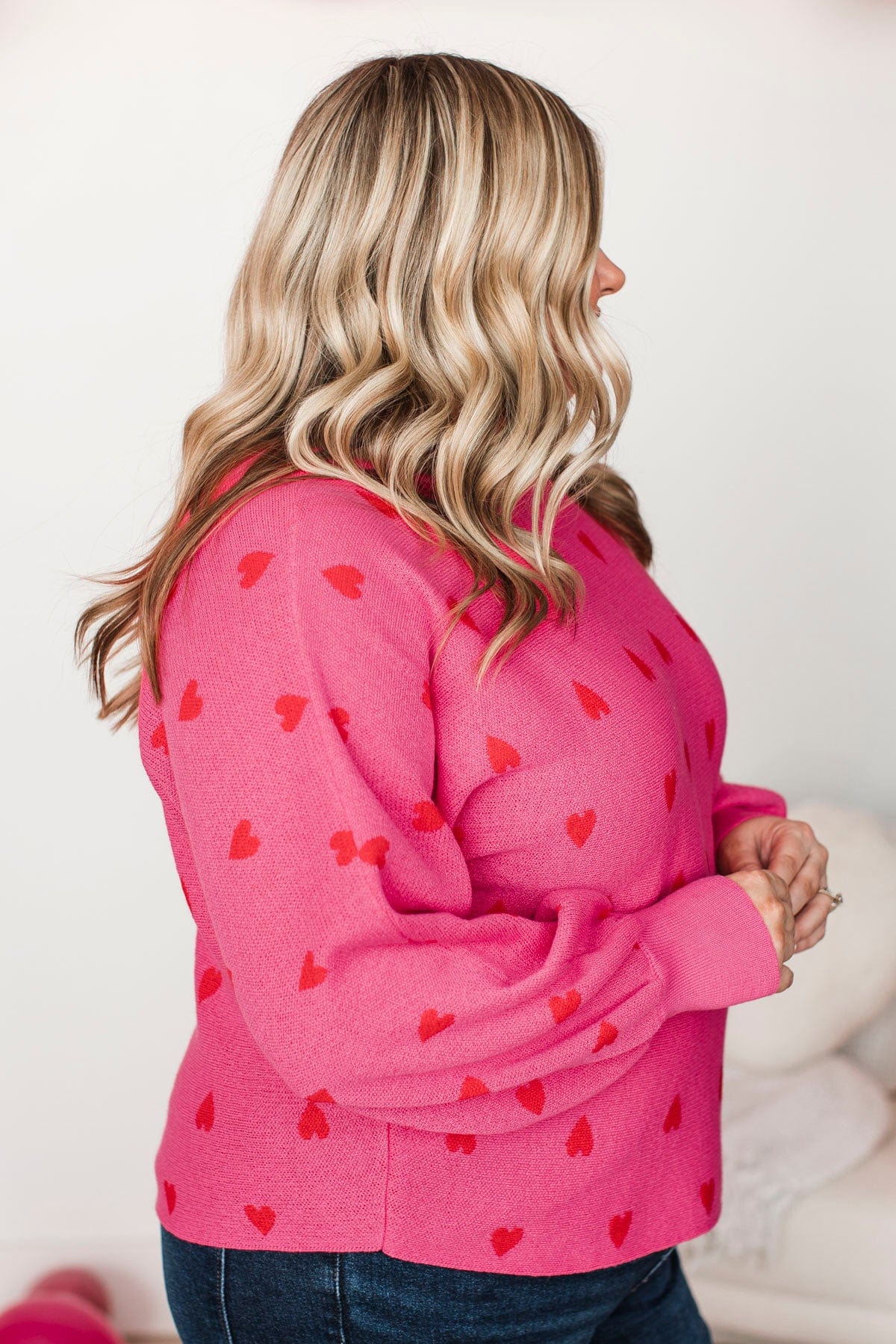 Charming Moments Heart Knit Sweater- Pink – The Pulse Boutique