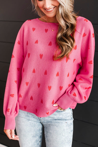Charming Moments Heart Knit Sweater- Pink – The Pulse Boutique