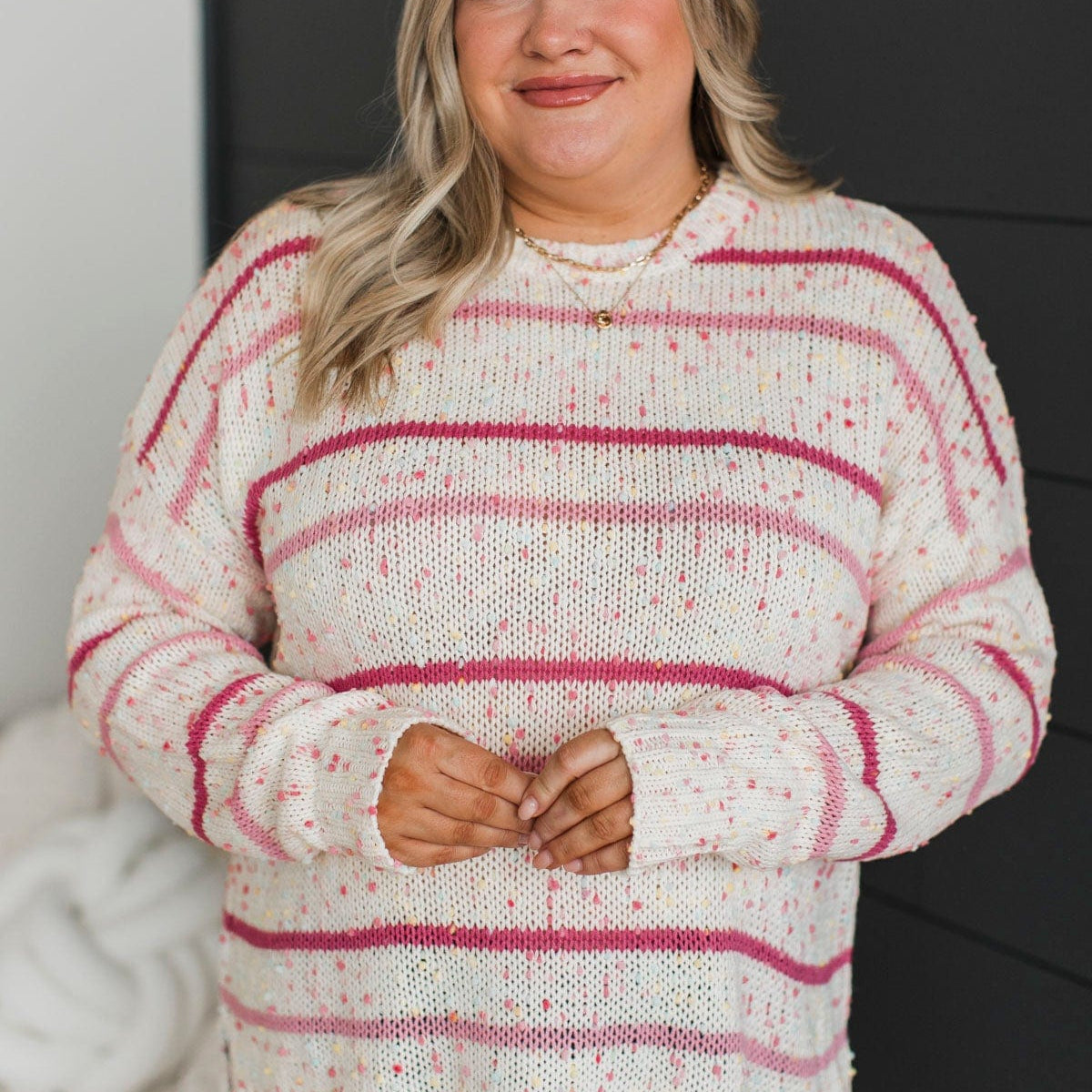 Stay Tuned Confetti Knit Sweater- Ivory & Pink – The Pulse Boutique