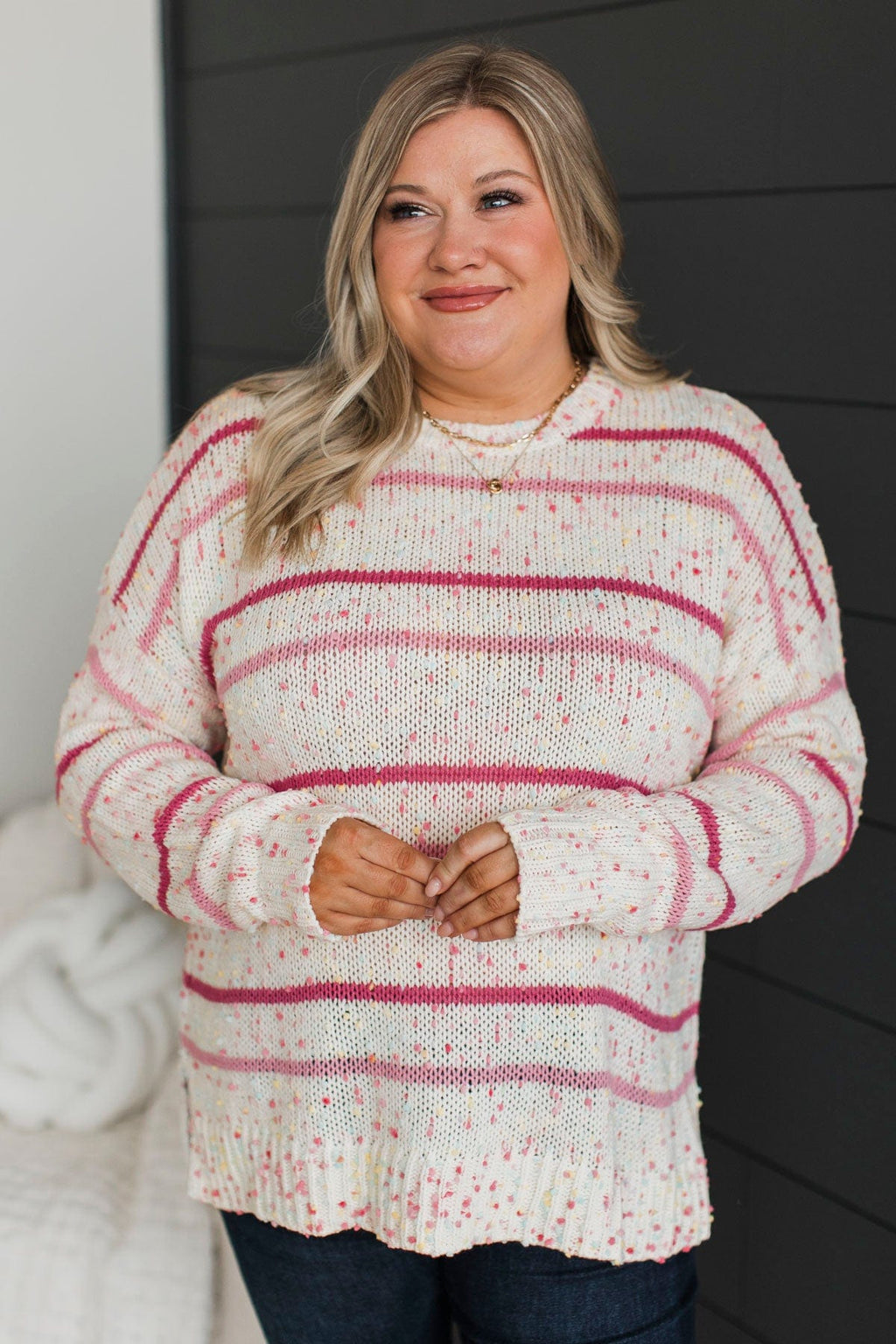 Stay Tuned Confetti Knit Sweater- Ivory & Pink – The Pulse Boutique