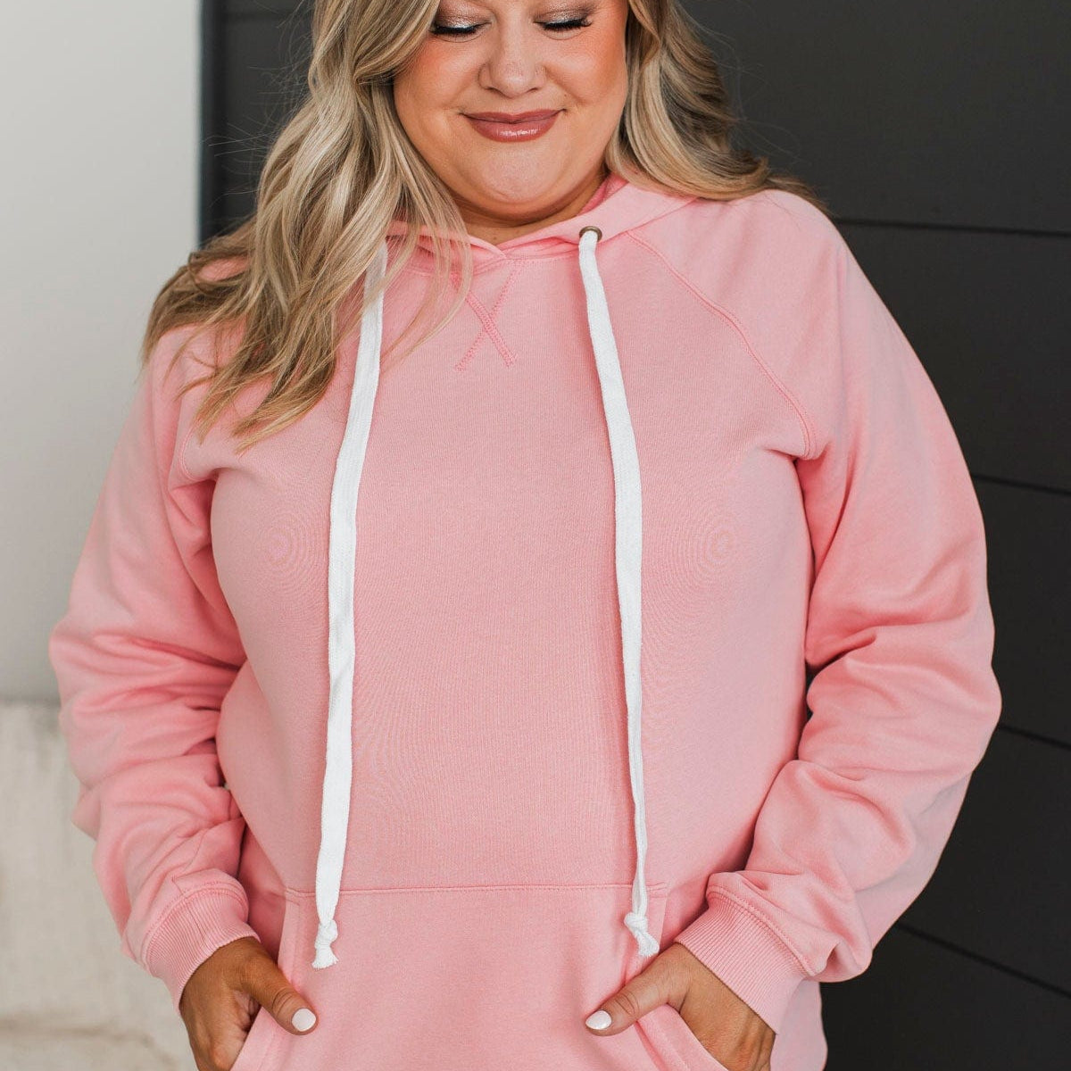 Excellent Mood Drawstring Hoodie- Light Pink – The Pulse Boutique