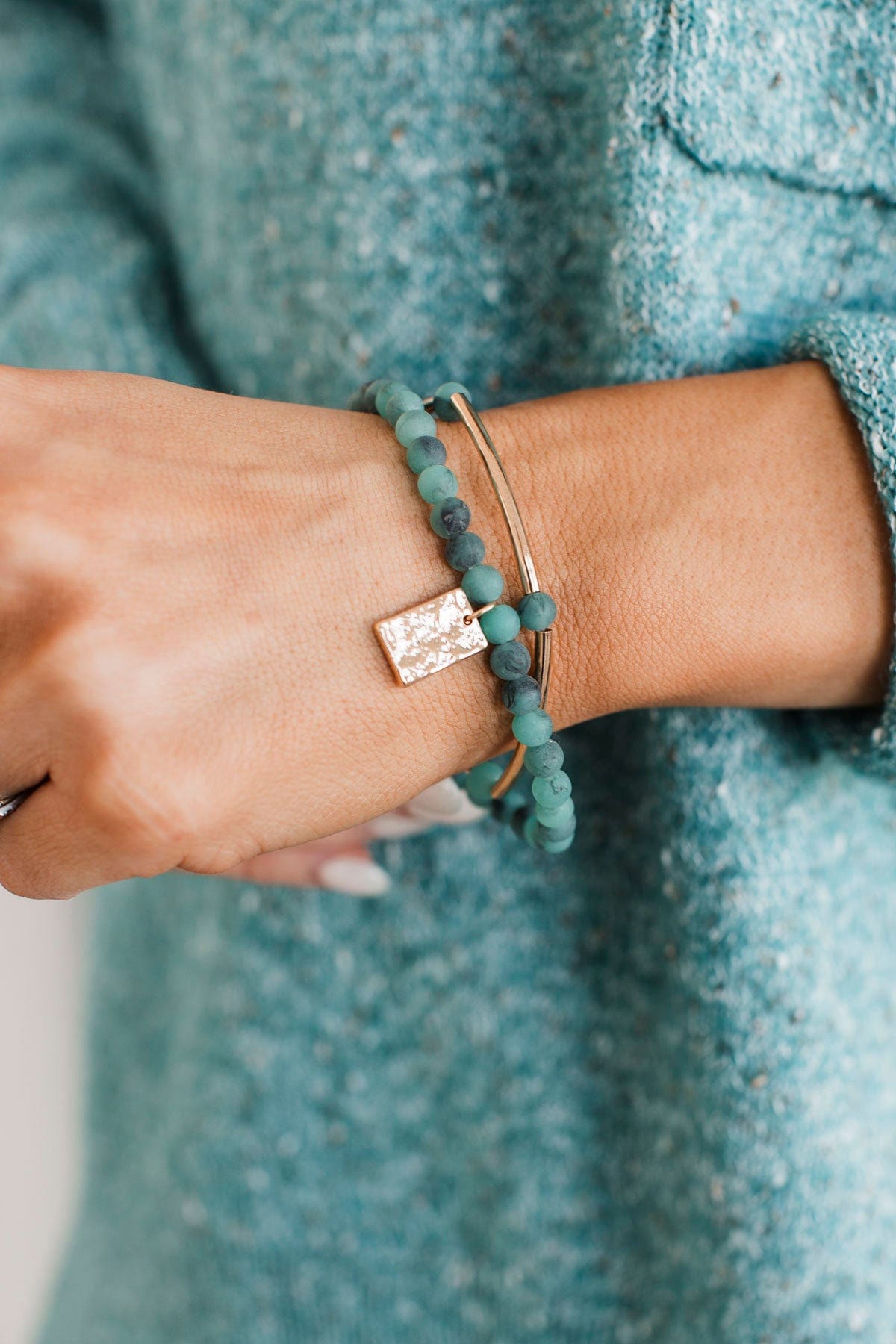 Stylish Situation Beaded Bracelet- Turquoise – The Pulse Boutique