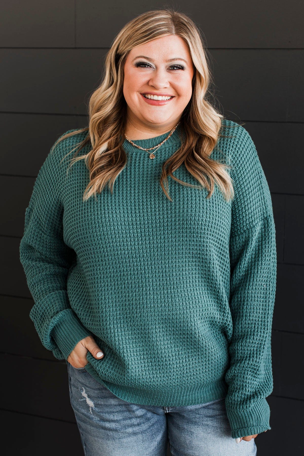 Captivating In Color Knit Sweater- Dusty Teal – The Pulse Boutique