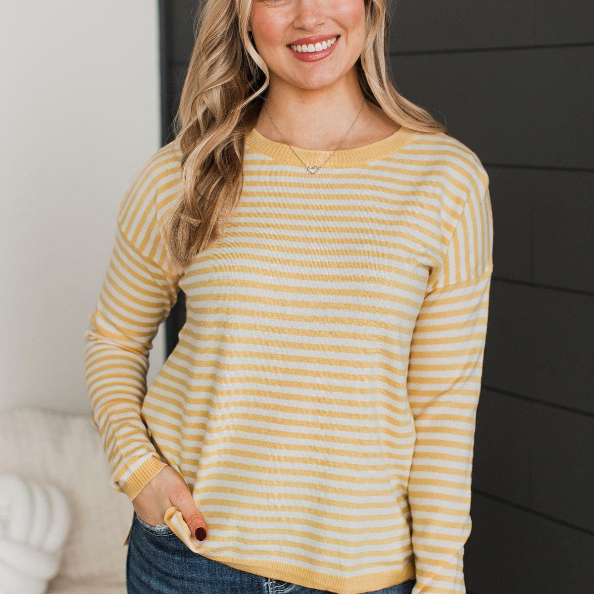 Requesting The Best Striped Sweater- Yellow – The Pulse Boutique