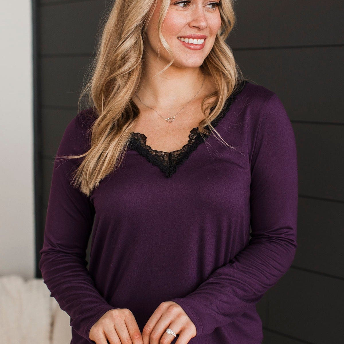 Truly Captivating Lace V-Neck Top- Plum – The Pulse Boutique