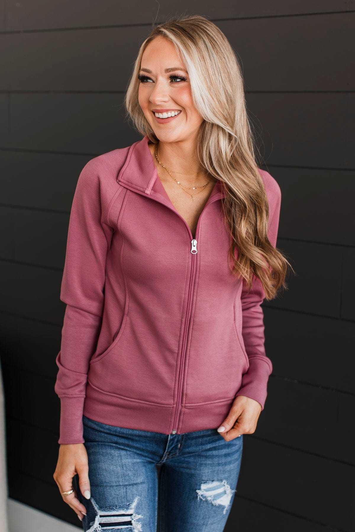 Keep Crushing It Zip-Up Jacket- Rose – The Pulse Boutique